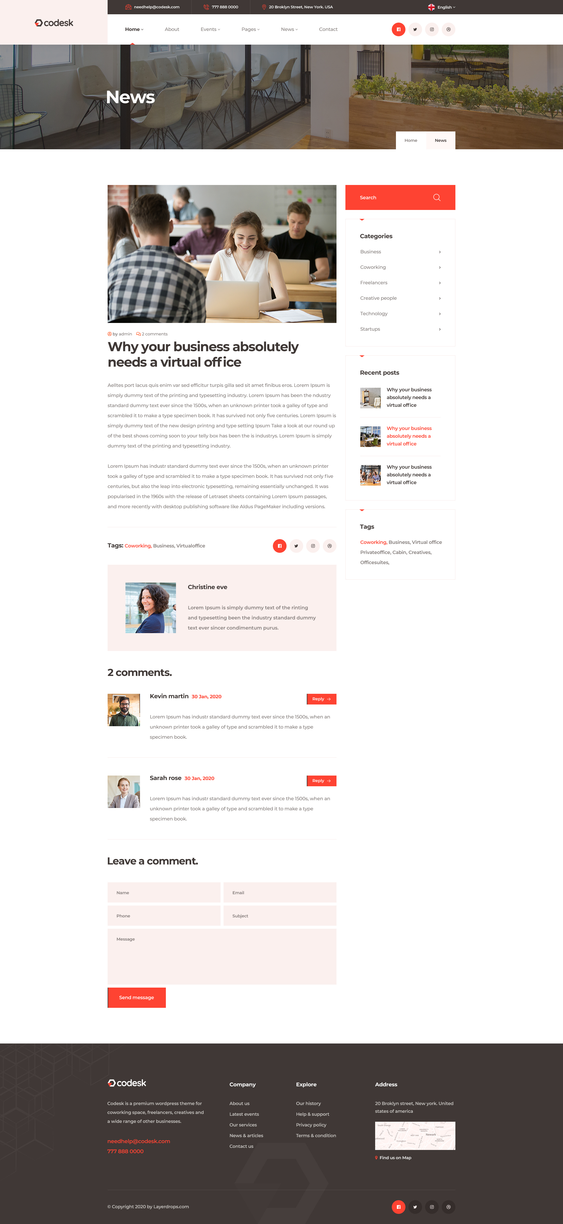 Codesk - Coworking Space PSD Template by Layerdrops | ThemeForest
